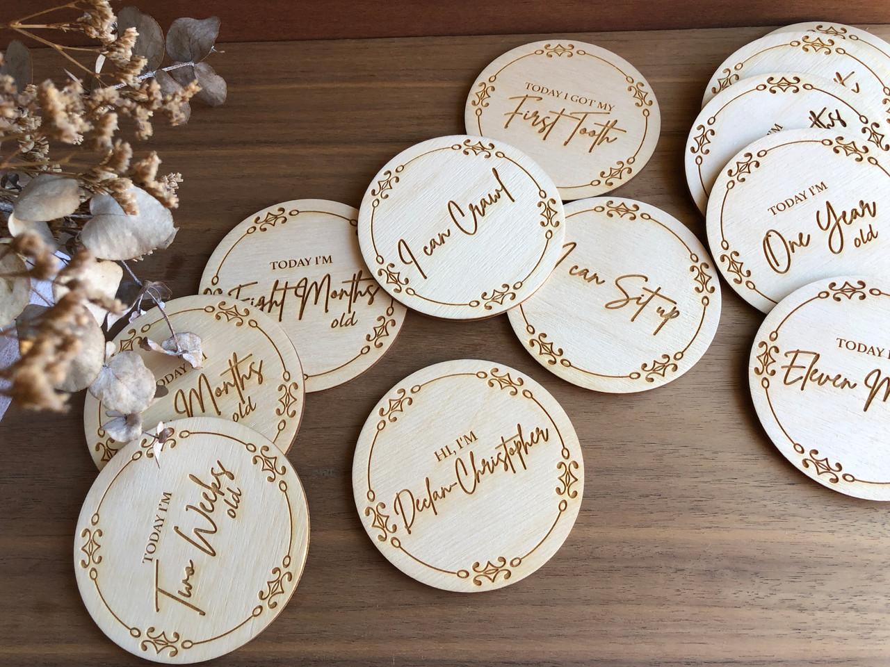 Baby Milestones - Wood Disc Set