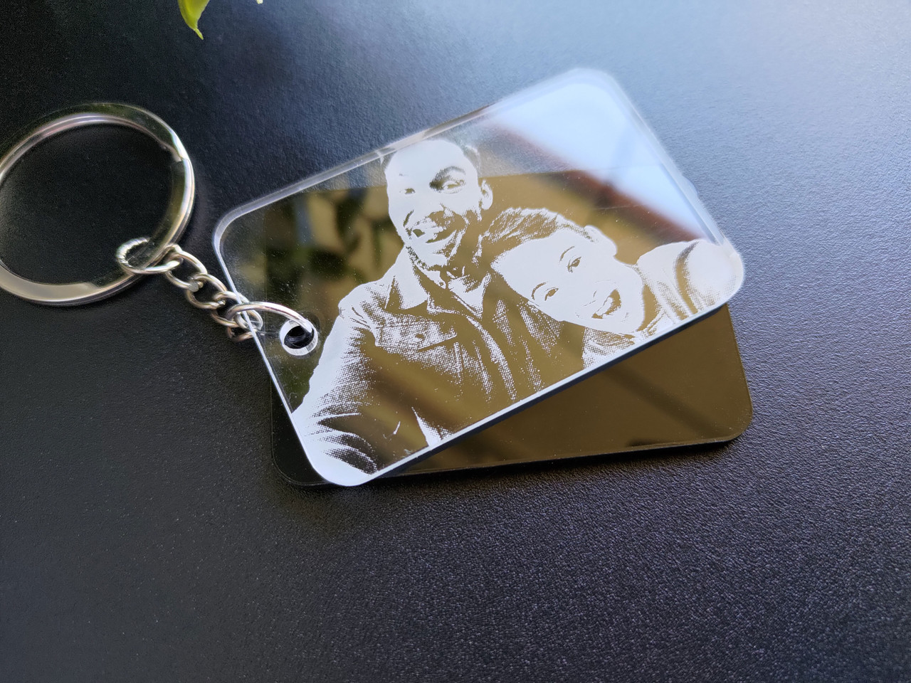 Father's Day Keyring (Wood) - Complementary Hearts