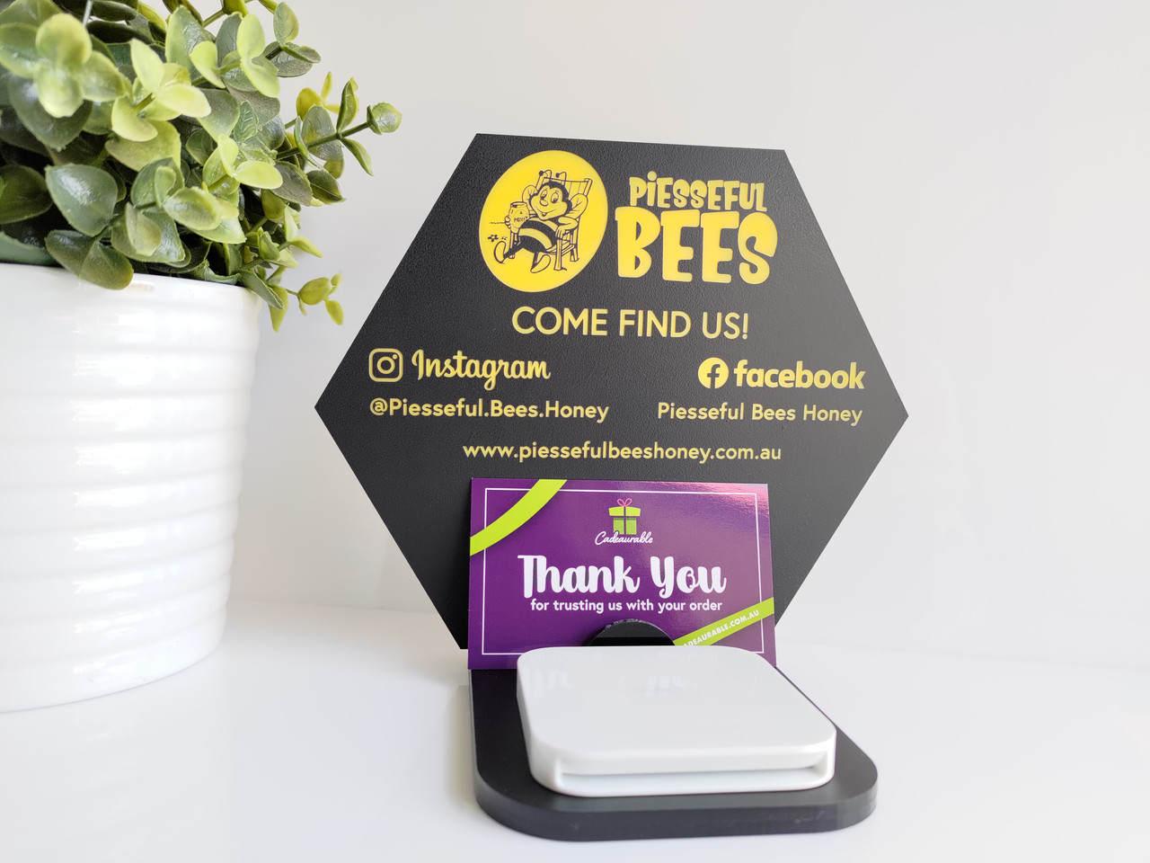 Hexagon-Shaped Square Reader Holder - (Acrylic) - Personalisable