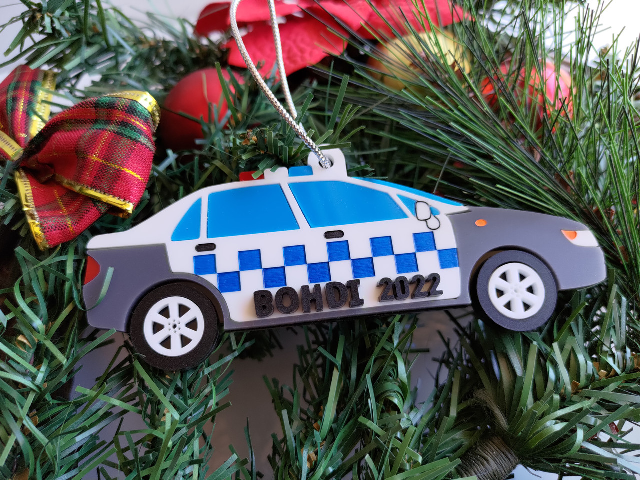 Multilayered Christmas Ornament (Acrylic) - Police Car - Personalisable