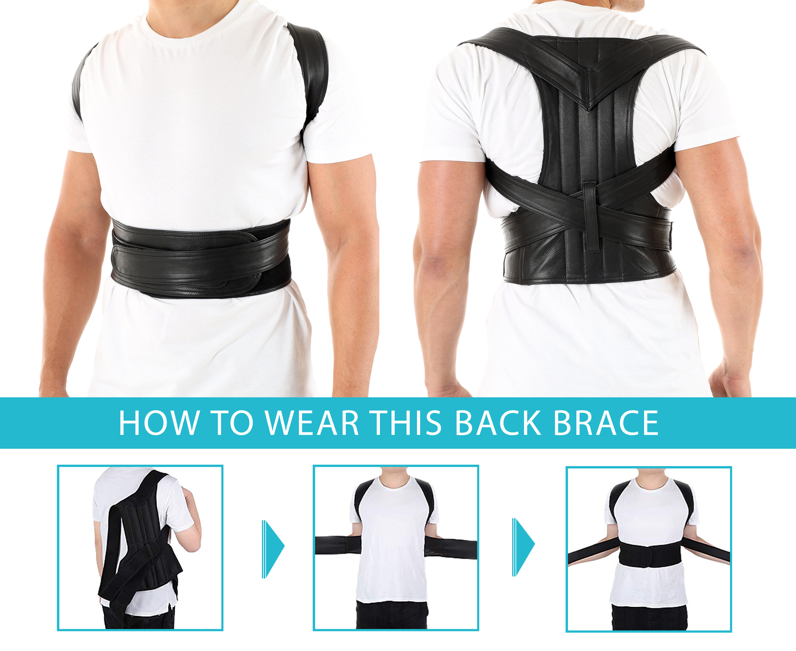 Men's Leather Posture Support With Adjustable Belt