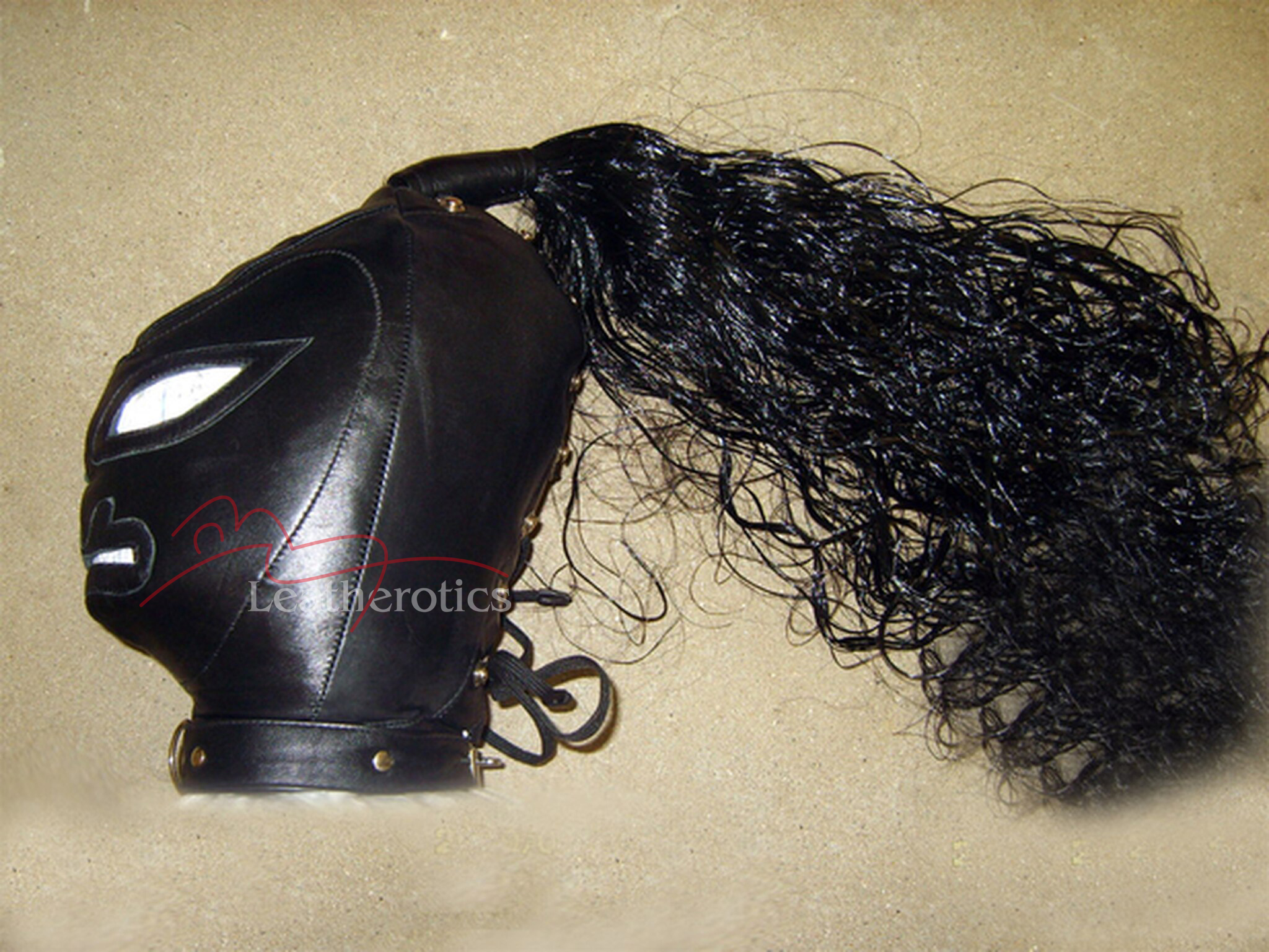 Buy Real Leather Creature Hood with Wig | Leatherotics US