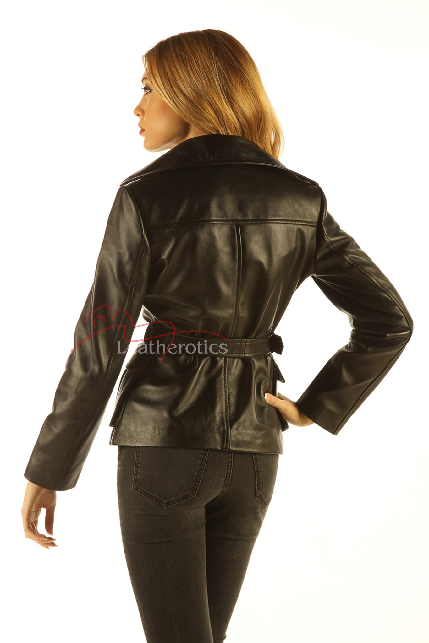 Buy Leather Jacket Wrap Around Belted | Leatherotics US