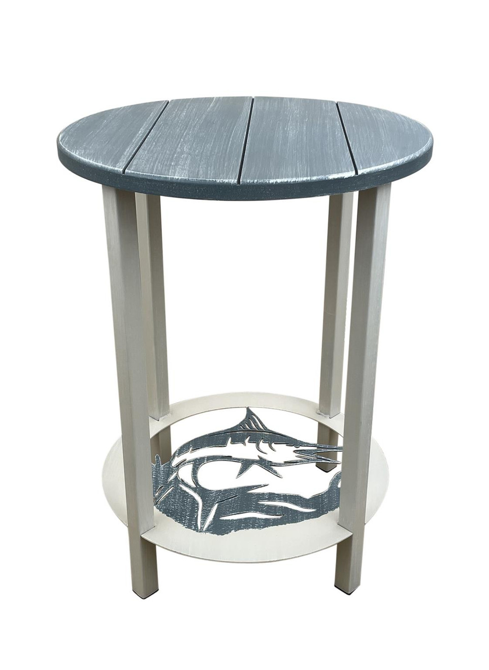 Slate Accent Round End Table with Sailfish Accent