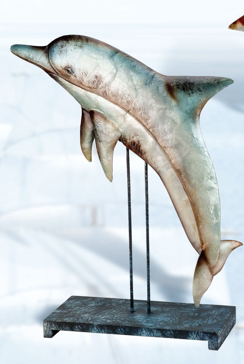 Pearled Dolphin Decor on a Stand