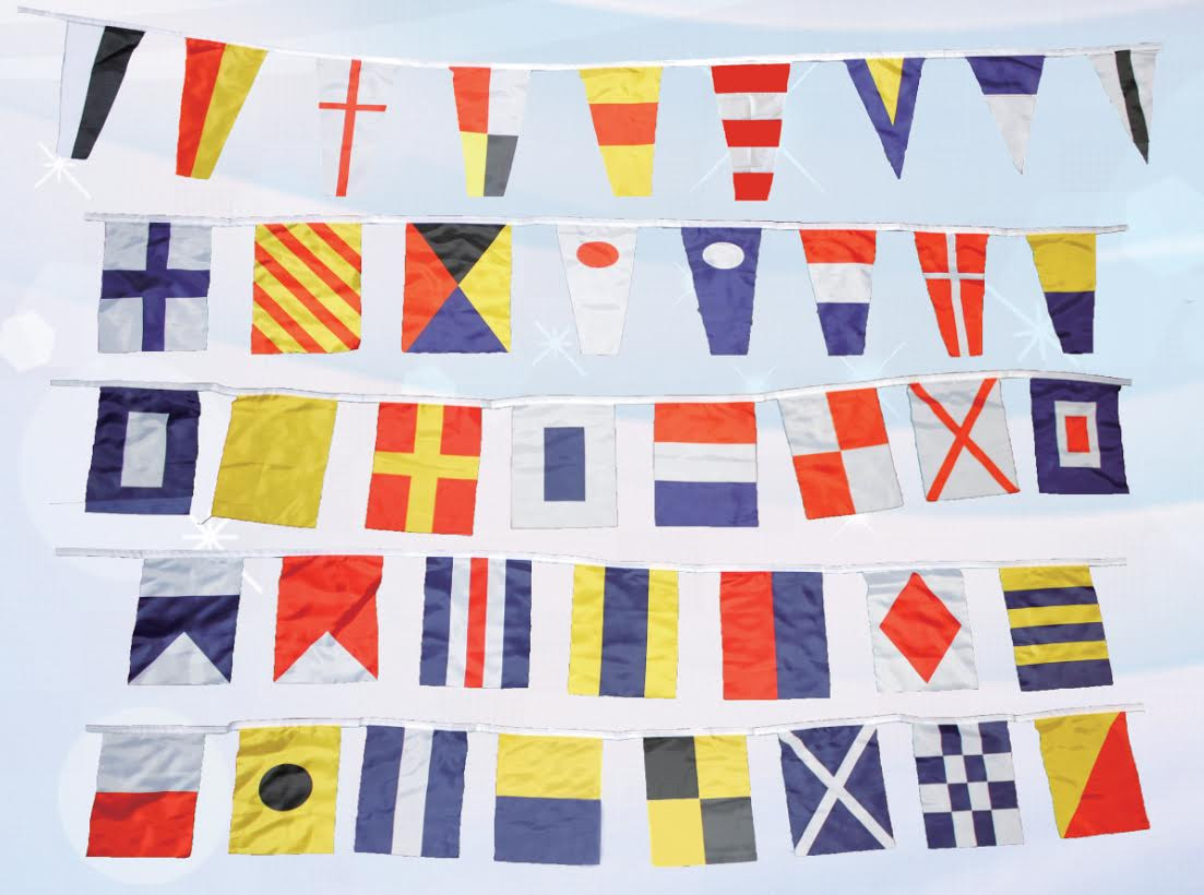 Standard Nautical Signal Flags on String - Set of 40