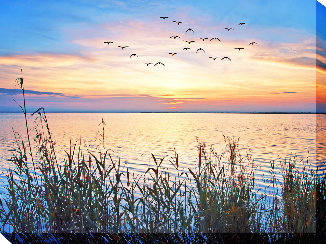 Lake Sunset Outdoor Canvas Art