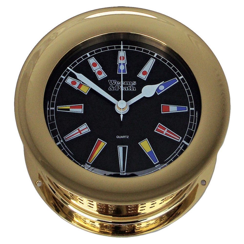 Atlantis Quartz Clock, Black Dial w/ Color Flags