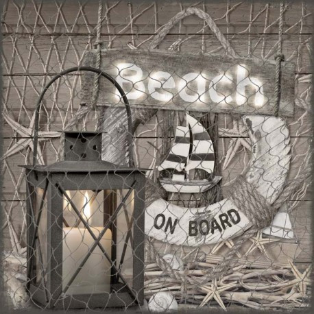 "Beach" Canvas Art with LED Light