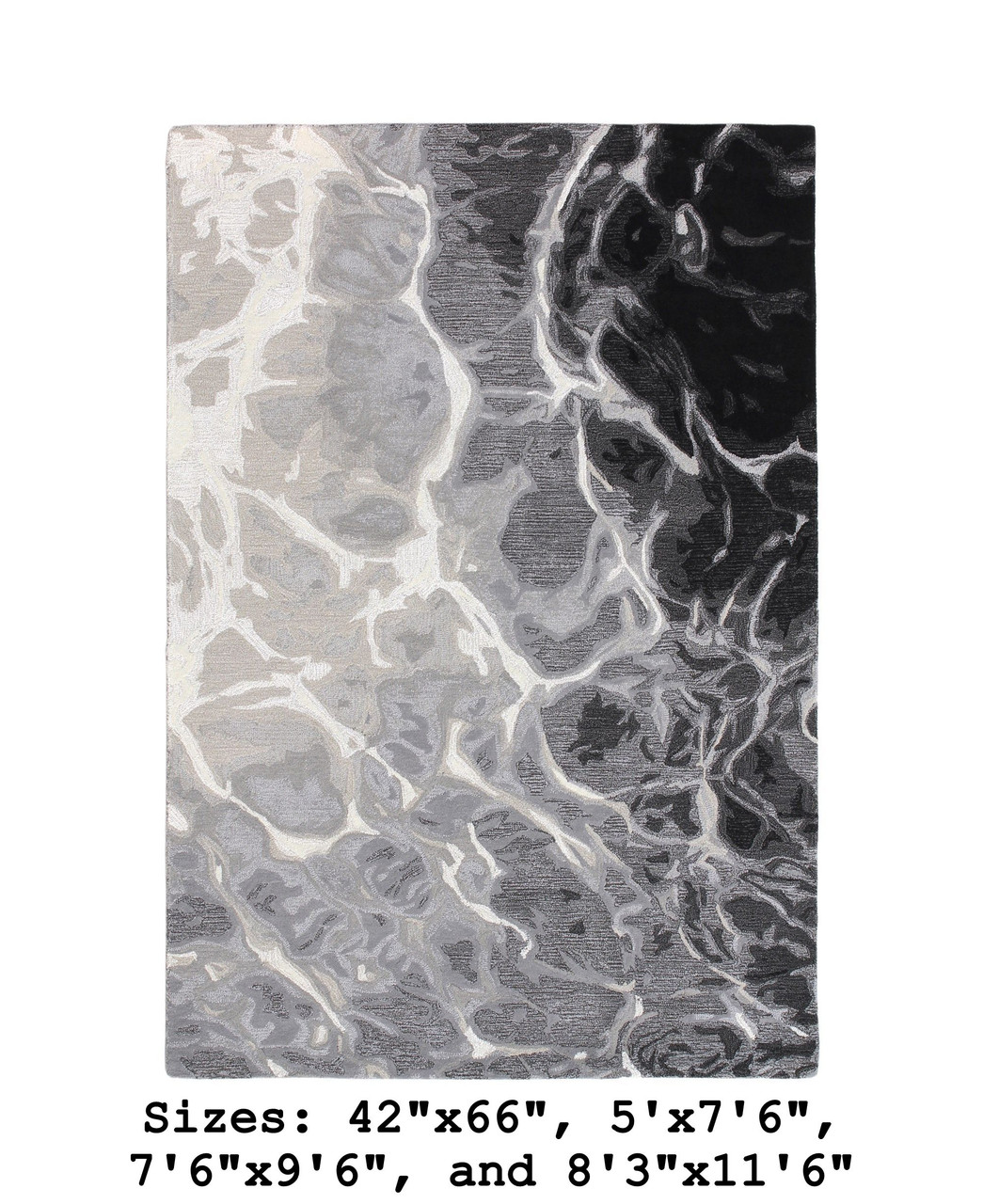 Corsica Water Indoor Rug - Black and White - 5 Sizes