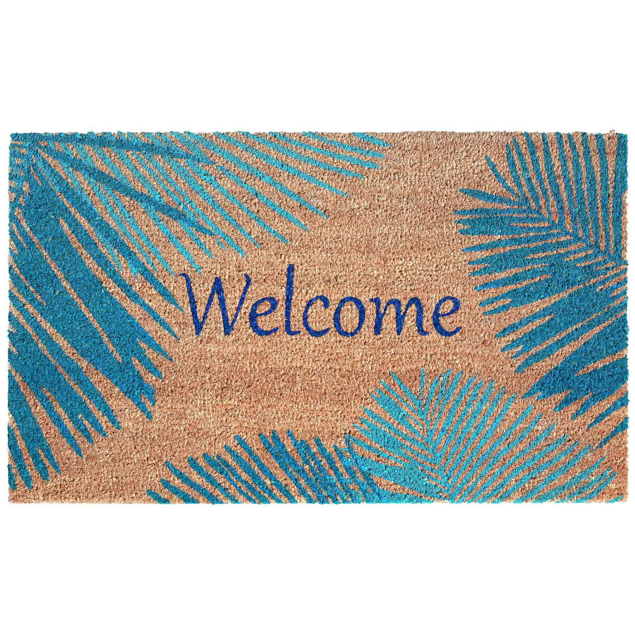Natura Blue Palm "Welcome" Indoor/Outdoor Rug - 2 Sizes