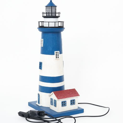 Metal Lighthouse with LED Light - 17.5"