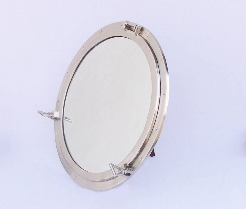 Deluxe Class Decorative Ship Porthole Mirror 30" - Brushed Nickel