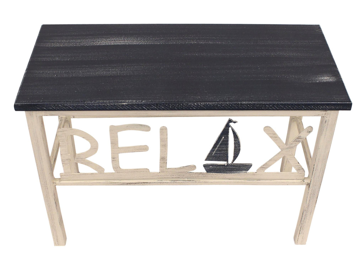 Wooden Top "Relax" Bench - Sailboat Accent - 24"