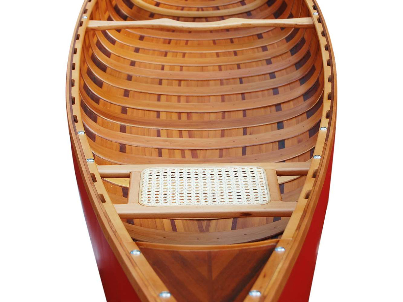 Red Wooden Canoe with Ribs - 16'
