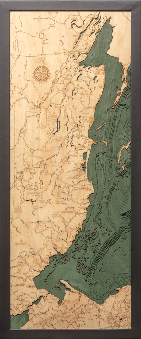 Belize - 3D Nautical Wood Chart