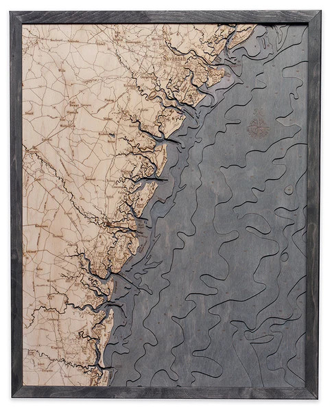 Georgia Coast - 3D Nautical Wood Chart
