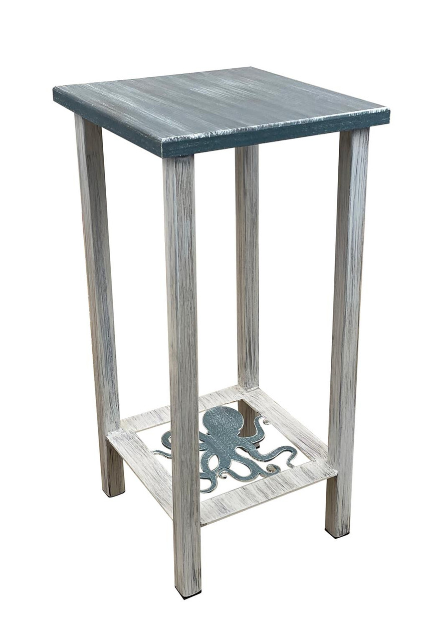 Slate Square Iron Drink Table with Octopus Accent