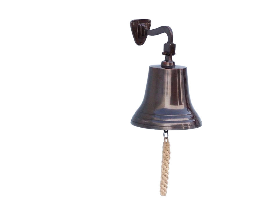 Antiqued Copper Hanging Ship's Bell 11"