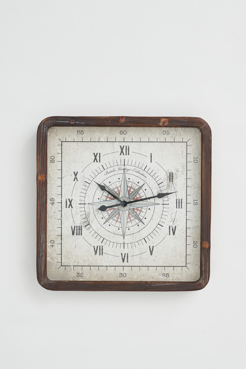 Vintage Compass Rose Wall Clock - 15.7"
