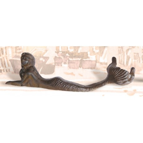 Cast Iron Statue - Antique Mermaid - 10"