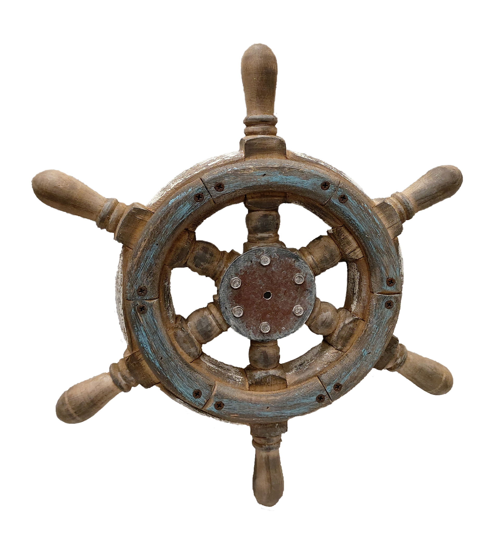 Wooden Ship Wheel Nautical Mirror - 17"