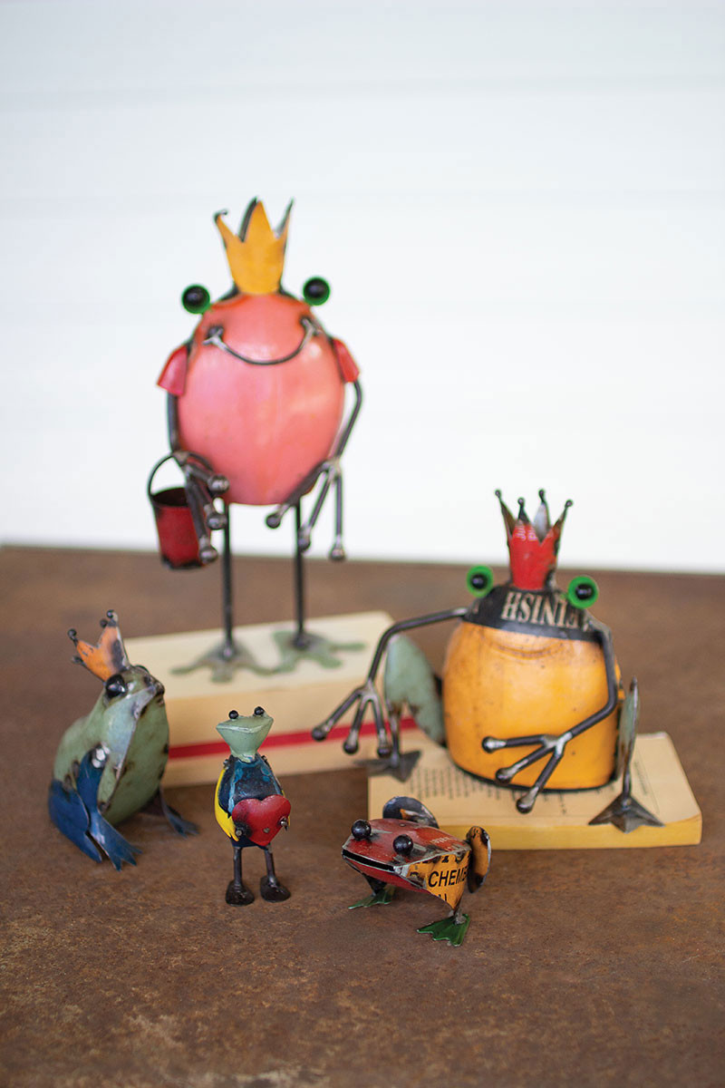 Set of Three Recycled Iron Frogs