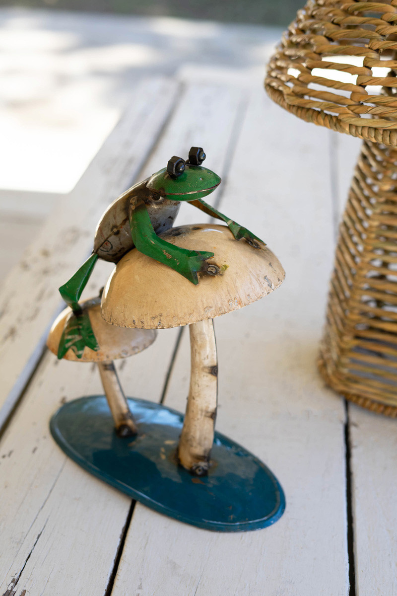 Set of Three Recycled Iron Frogs