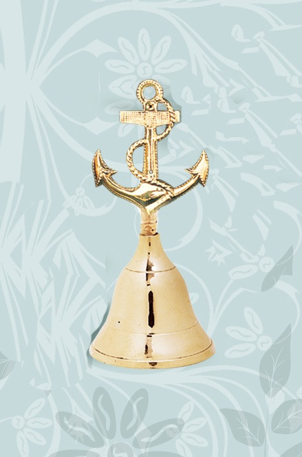 Fancy Anchor Brass Hand Bells, Small Nautical Bells