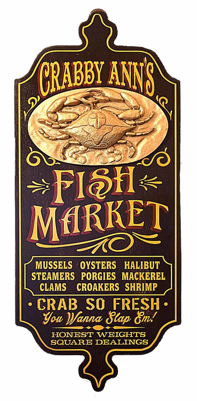 28" Personalized Fish Market Sign with Relief - Wall Decor
