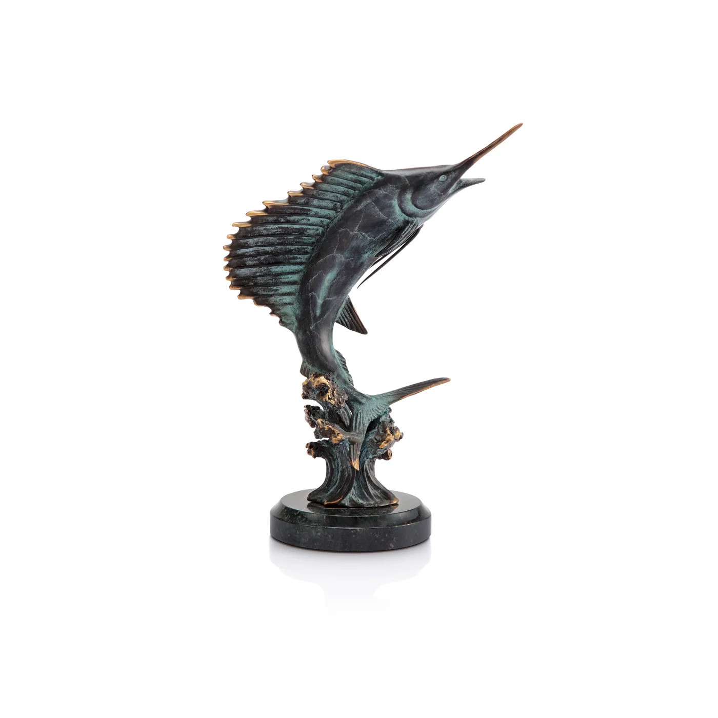 Fighting Sailfish with Tackle Sculpture