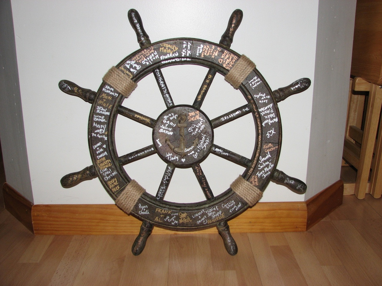 Nautical Ship Wheel Decor - Antique Finish 24"