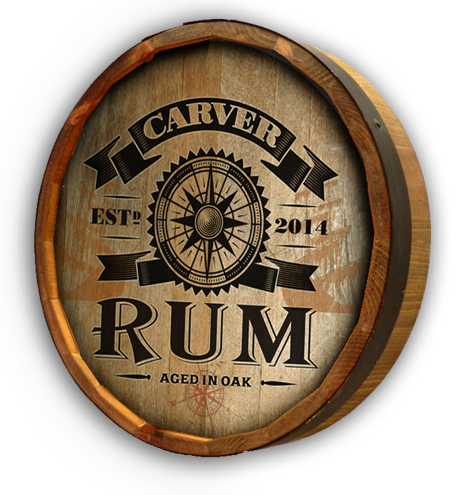 19" Personalized Rum Compass Quarter Barrel Sign - Wall Art