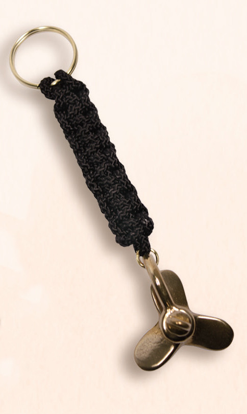 Brass and Black Lanyard with Propeller Key Chain