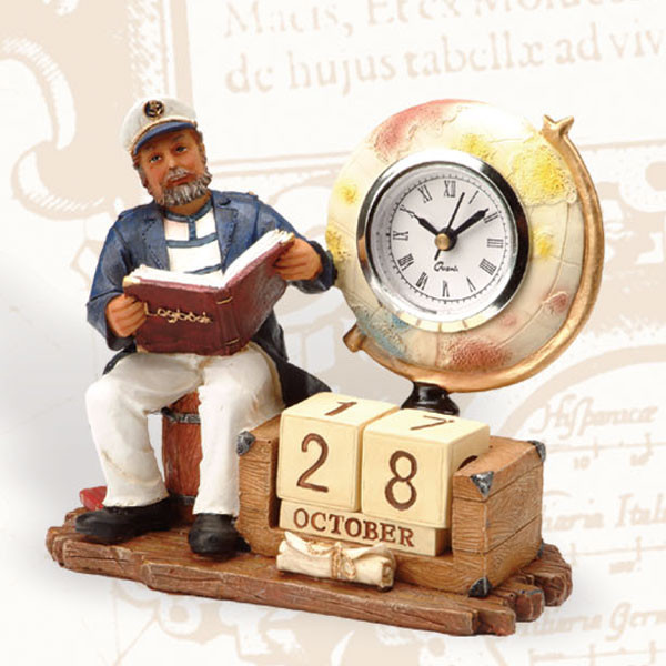 Ship Captain Desk Clock with Calendar