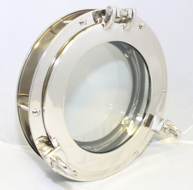 12" Aluminum Nickel finish Port Hole Window w/Adjustable Flange