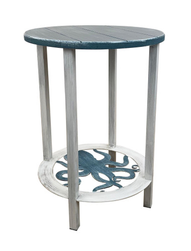 Sea Round End Table with Octopus Accent