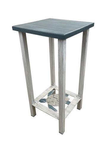 Tide Square Iron Drink Table with Swimming Turtles Accent