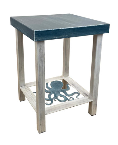 Sea Square End Table with Octopus Accent