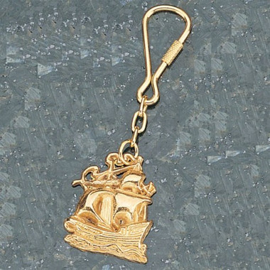 Brass Tall Ship Key Chain