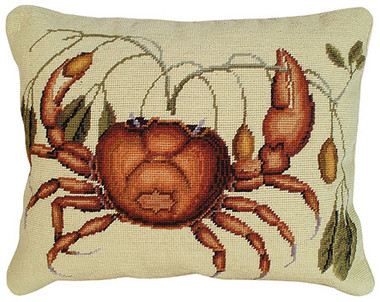 Crab Needlepoint Pillow