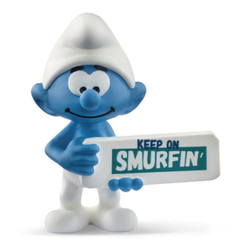 Schleich Smurf with Sign - Keep on Smurfin | MiniZoo Smurfs