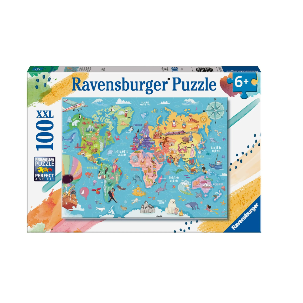 Ravensburger Map of the World Puzzle 100pc - MiniZoo