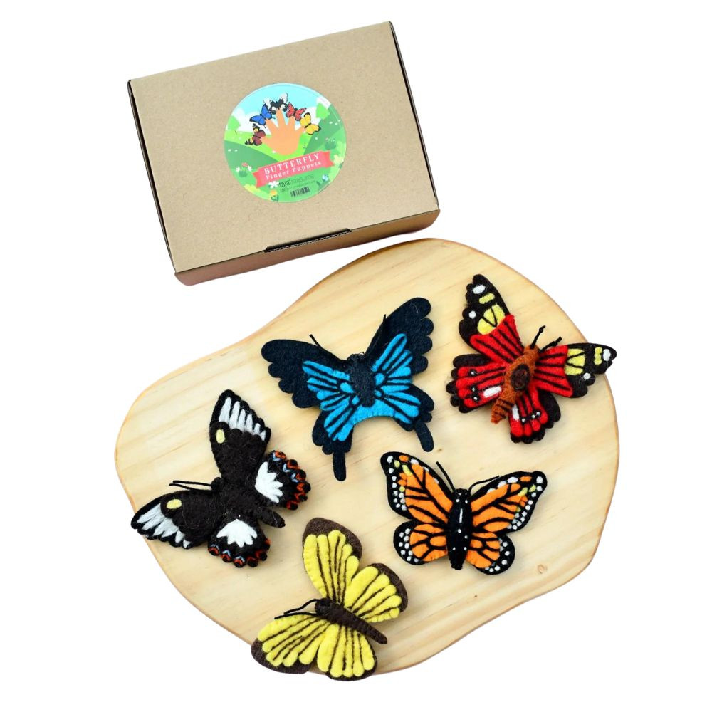 Tara Treasures Butterflies Finger Puppet Set | Felt Finger Puppets ...