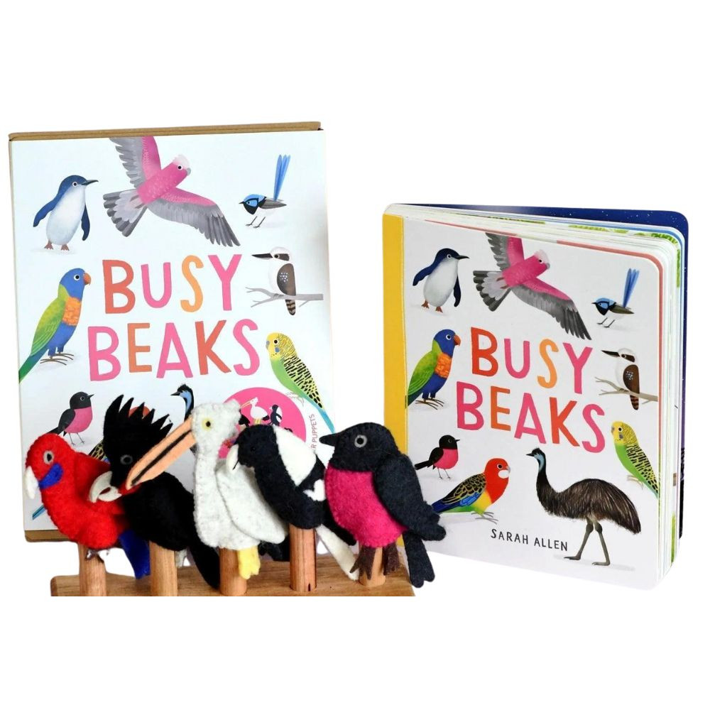 Busy Beaks Book and Finger Puppet Set | Australian Bird Gift Set