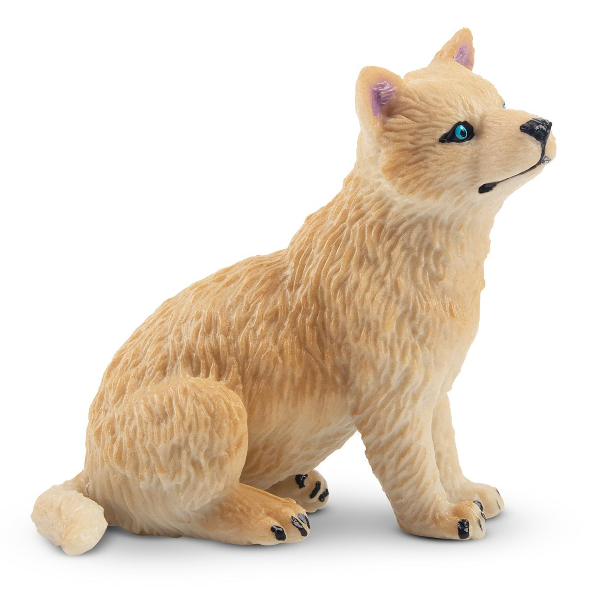 Toymany Wolf Cub White Sitting | Realistic Wolf Figurines