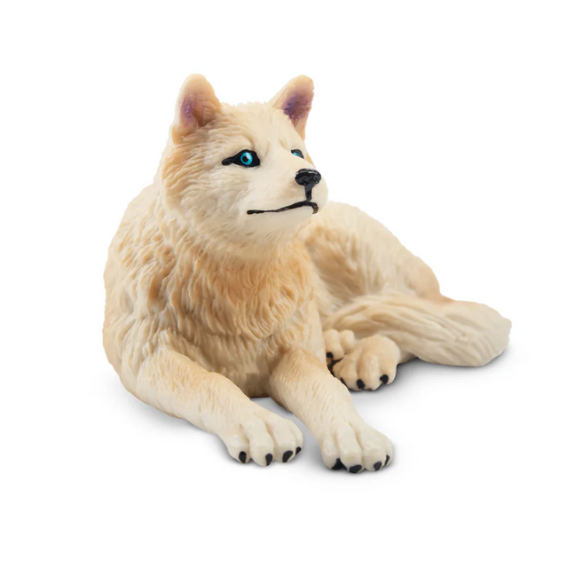 Toymany Wolf White Sitting | Realistic Wolf Figurines
