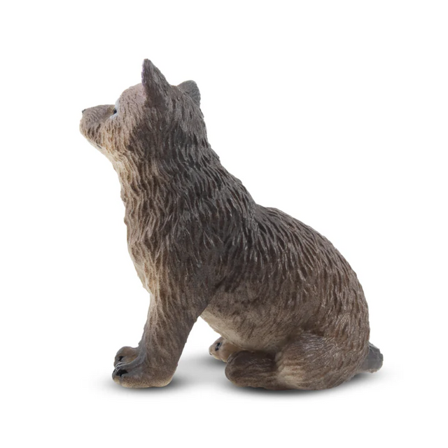 Toymany Wolf Cub Grey Sitting | Realistic Wolf Figurines