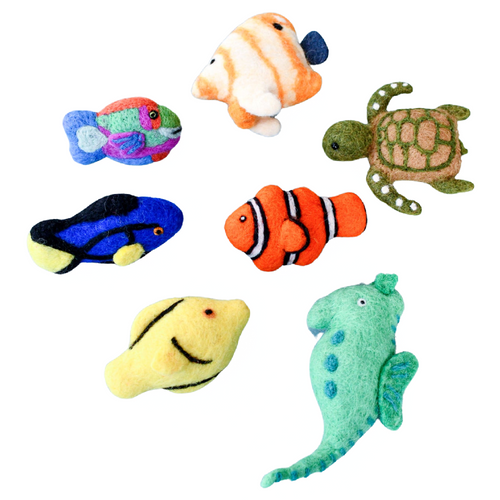 Tara Treasures Felt Coral Reef Fish Toys Set | MiniZoo Felt Ocean Animals