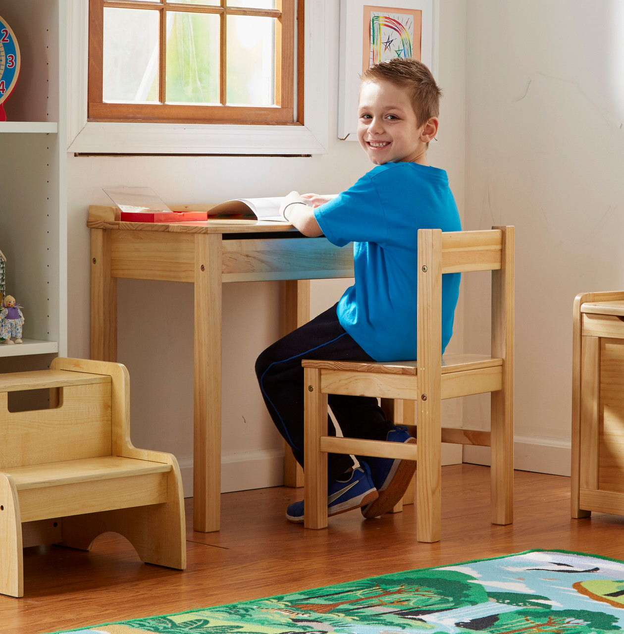 Melissa & Doug Lift-Top Kids Writing Desk with Chair, Multiple Finishes ...
